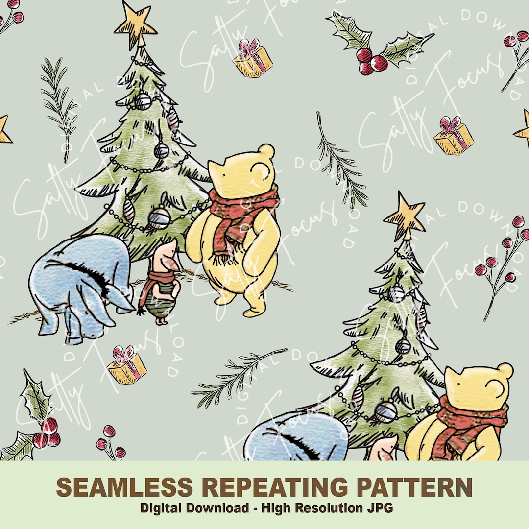Classic Winnie-the-pooh Seamless Pattern, Pooh Christmas No Tigger ...