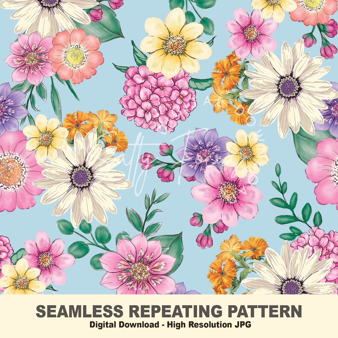 Spring Summer Seamless Repeating Pattern, Spring Floral Flowers, for ...
