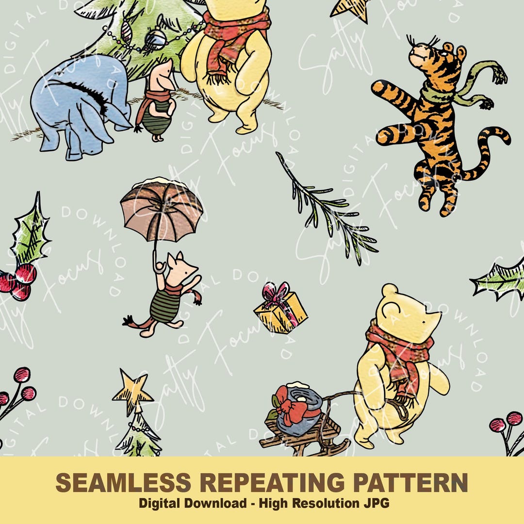 Classic Winnie-the-pooh Seamless Pattern, Pooh Christmas, Holiday, Pooh ...