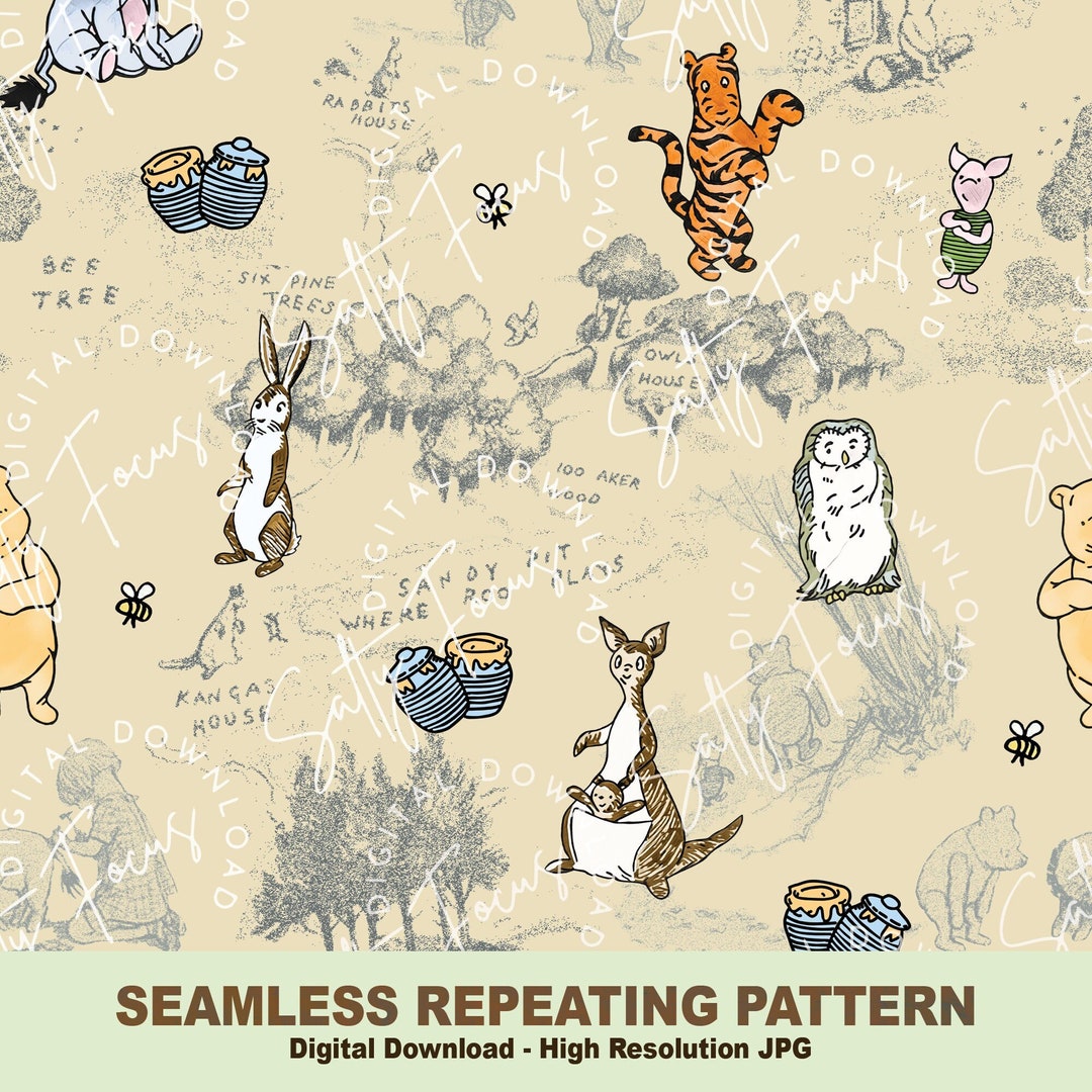 Classic Winnie-the-pooh Seamless Pattern, Vintage Pooh, Pooh and ...