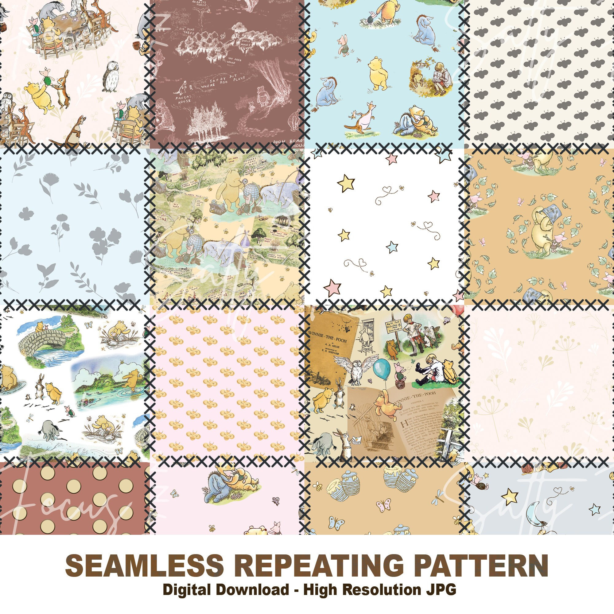 Classic Winnie the Pooh Seamless Pattern Pooh and Friends - Etsy