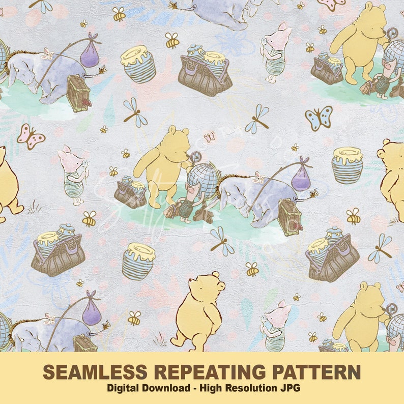 Classic Winnie the Pooh Seamless File Winnie the Pooh Digital - Etsy