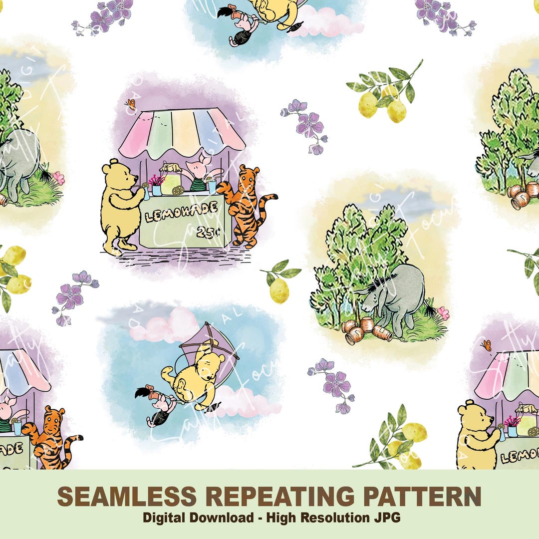 Classic Winnie-the-pooh, Seamless File Spring, Piglet, Tigger, Seamless ...