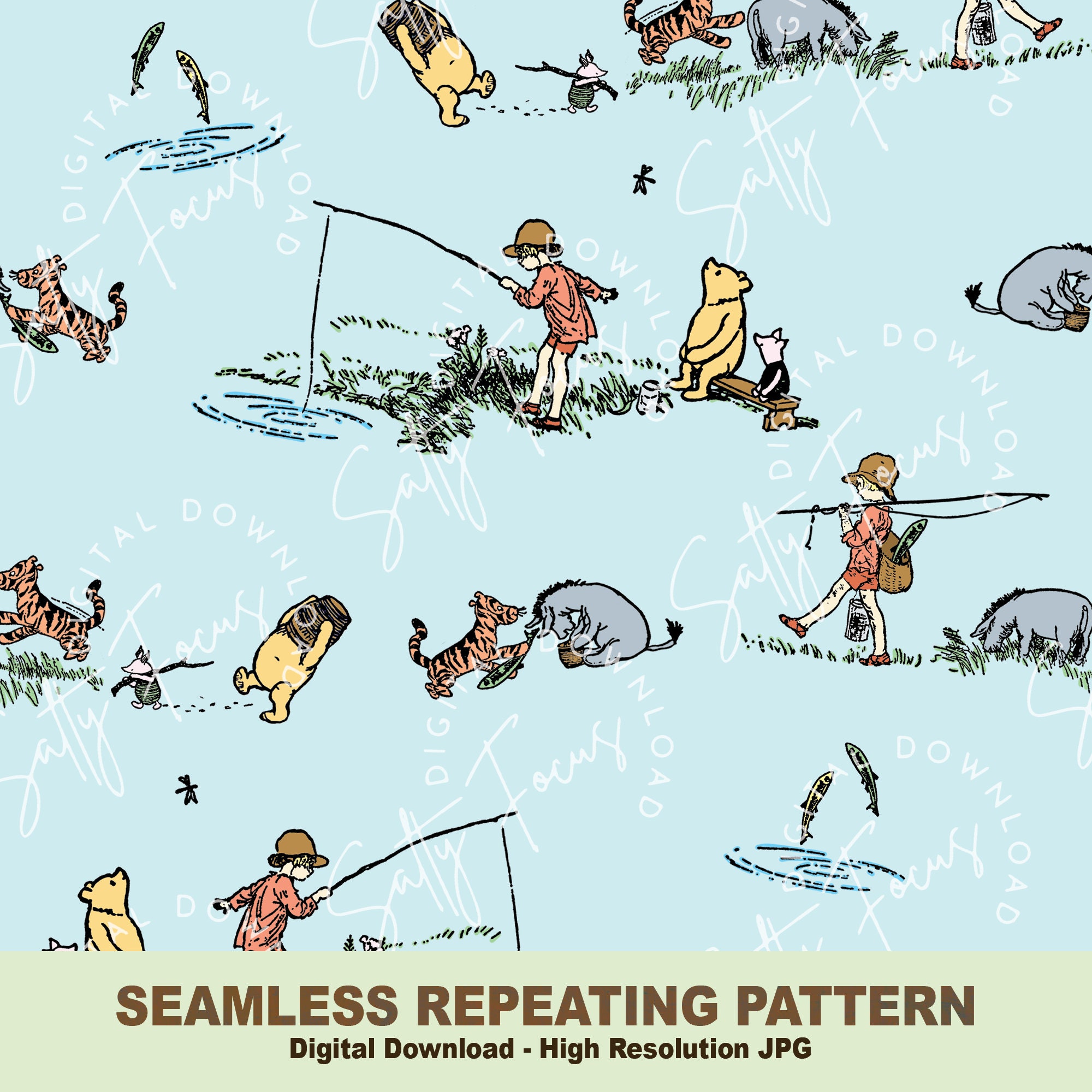 Classic Winnie-the-pooh Seamless Pattern, Pooh and Friends, Pooh and ...
