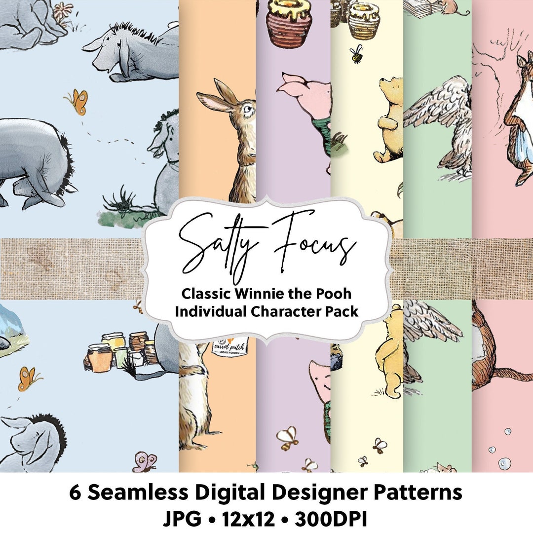 Classic Winnie-the-pooh Collection, Pack of 6 Seamless Patterns, Bundle ...