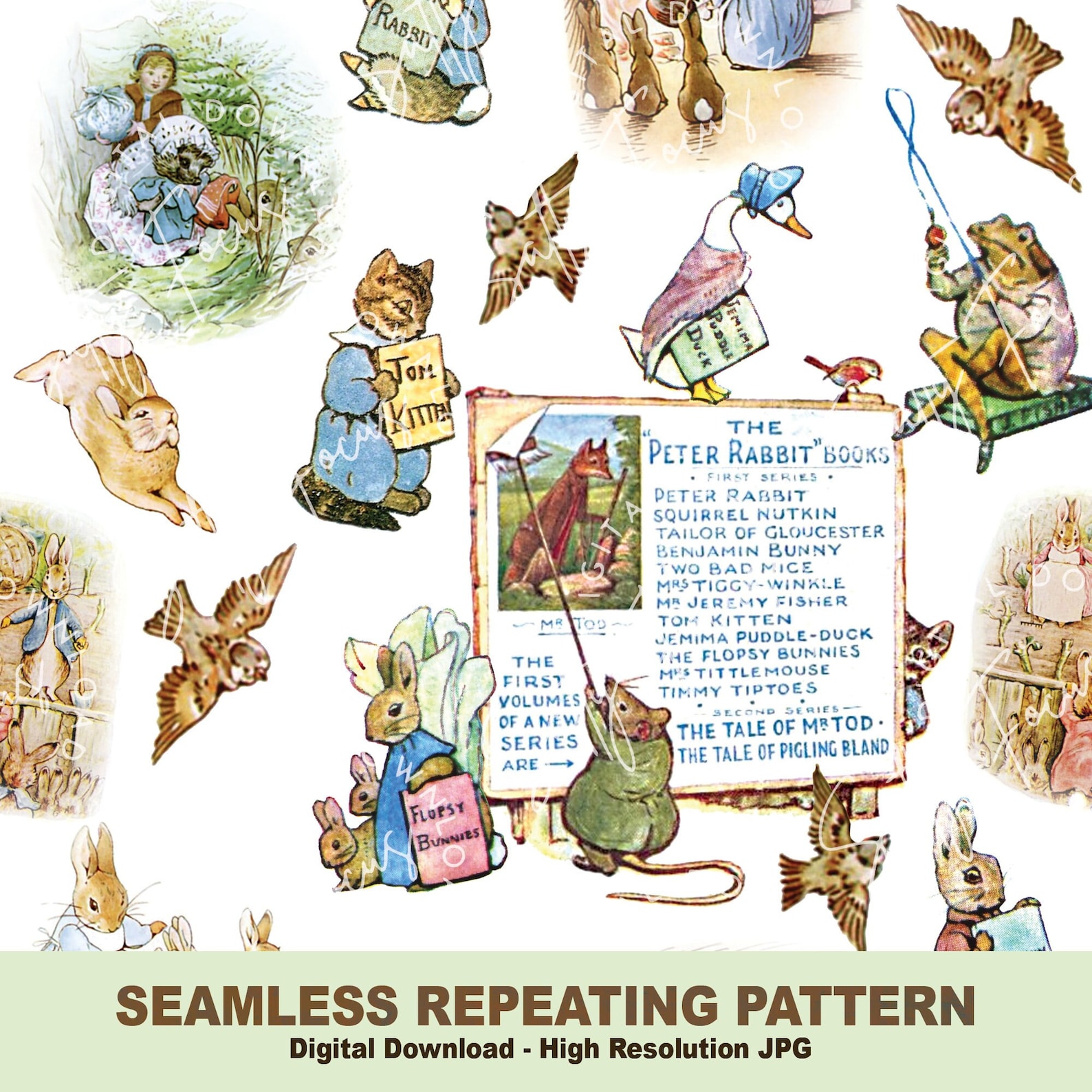 Peter Rabbit by Beatrix Potter, Seamless Pattern, Repeating Pattern ...