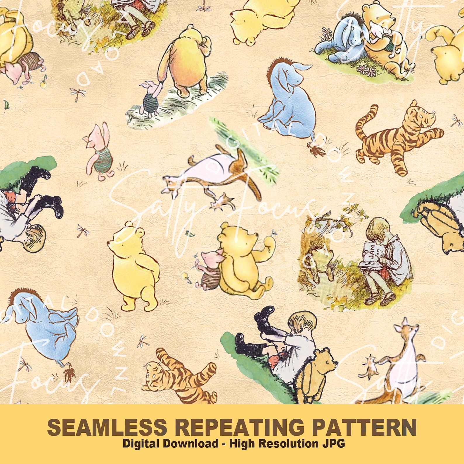 Classic Winnie the Pooh Seamless Pattern Winnie the Pooh - Etsy
