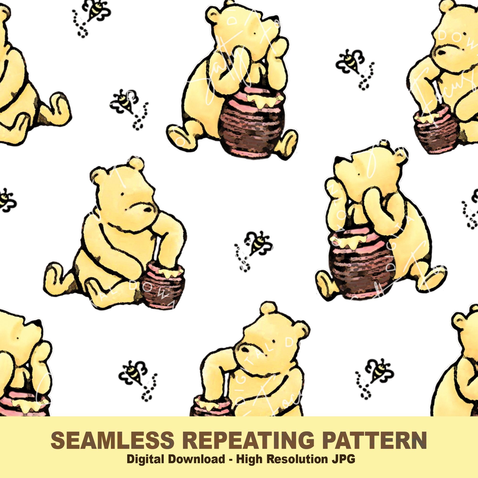 Classic Winnie-the-pooh, Pooh Bear, Seamless Pattern, Repeating Pattern ...