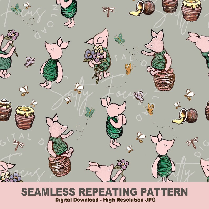 Classic Pooh Piglet Seamless Pattern, Repeating Digital Paper (digital ...