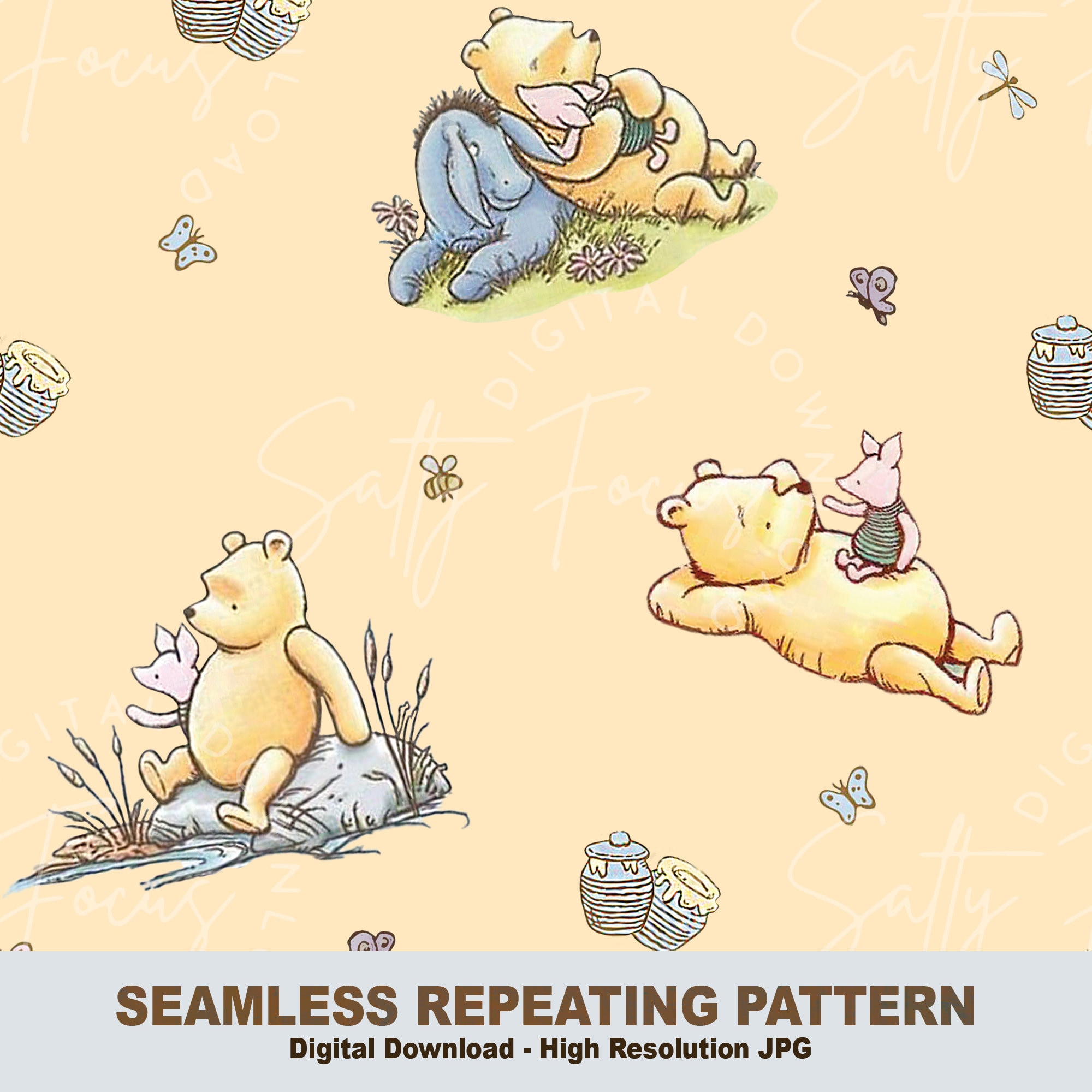 Classic Winnie the Pooh Seamless Pattern Pooh Bear Classic - Etsy