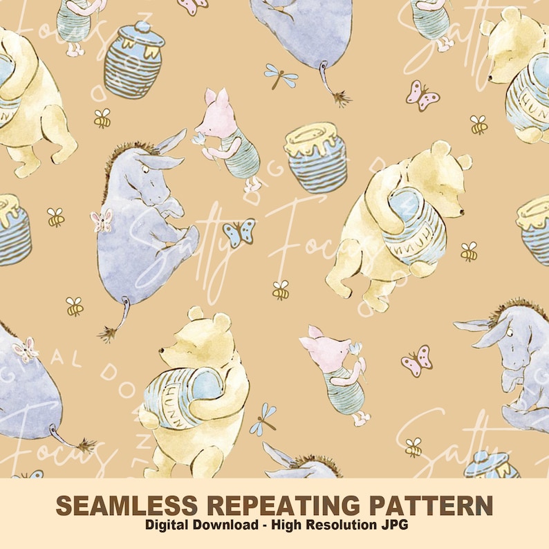 Classic Winnie-the-pooh Seamless Pattern, Repeating Pattern, Pattern ...