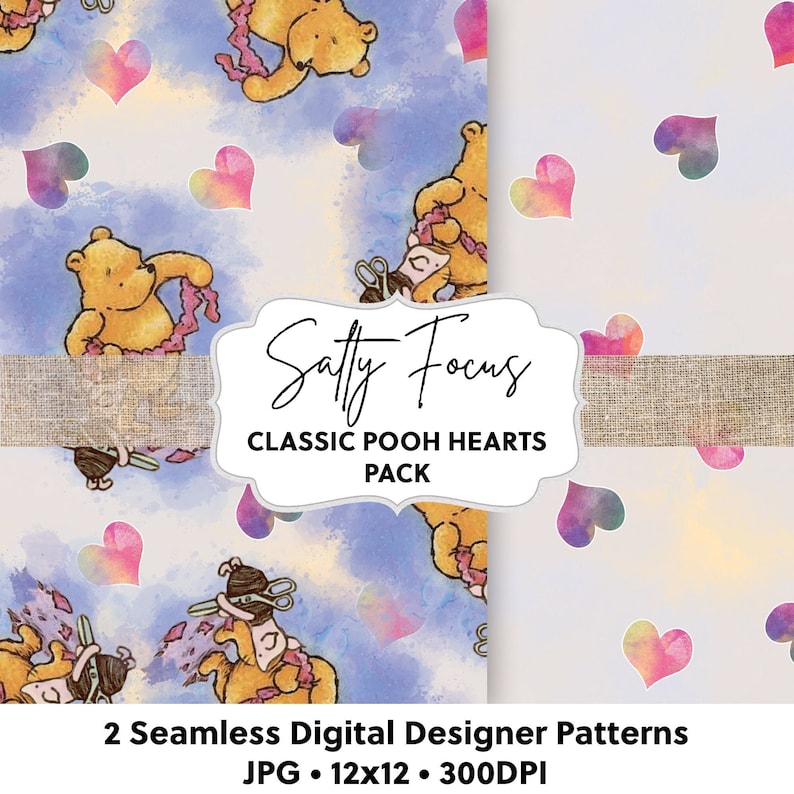 Classic Winnie-the-pooh Seamless Pattern, Valentines Day, Hearts ...