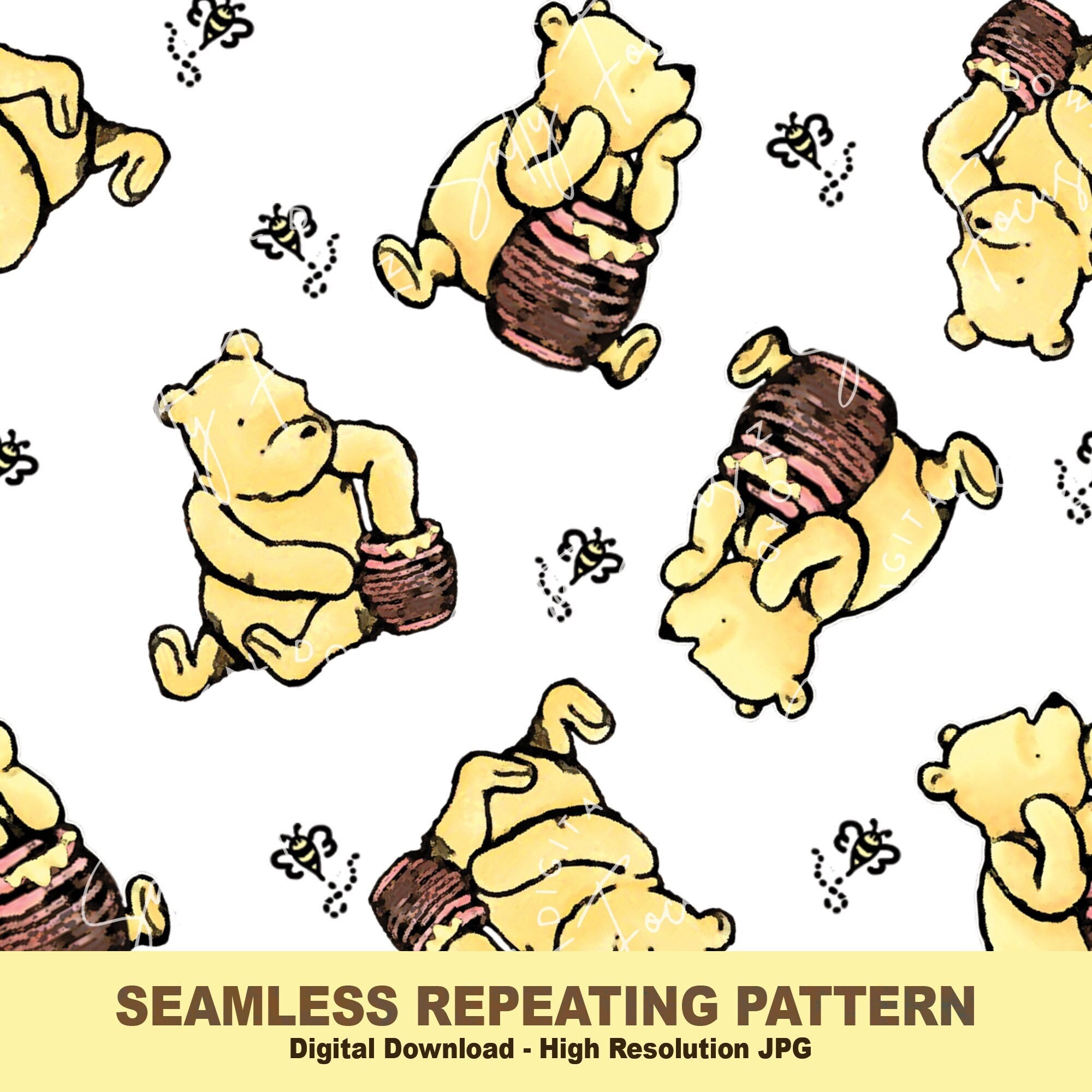 Classic Winnie-the-pooh, Pooh Bear, Seamless Pattern, Repeating Pattern ...