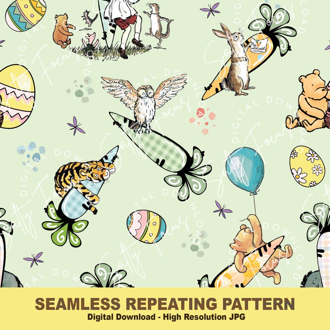 Classic Winnie the Pooh Seamless Pattern, Easter, Tigger, Vintage Pooh ...