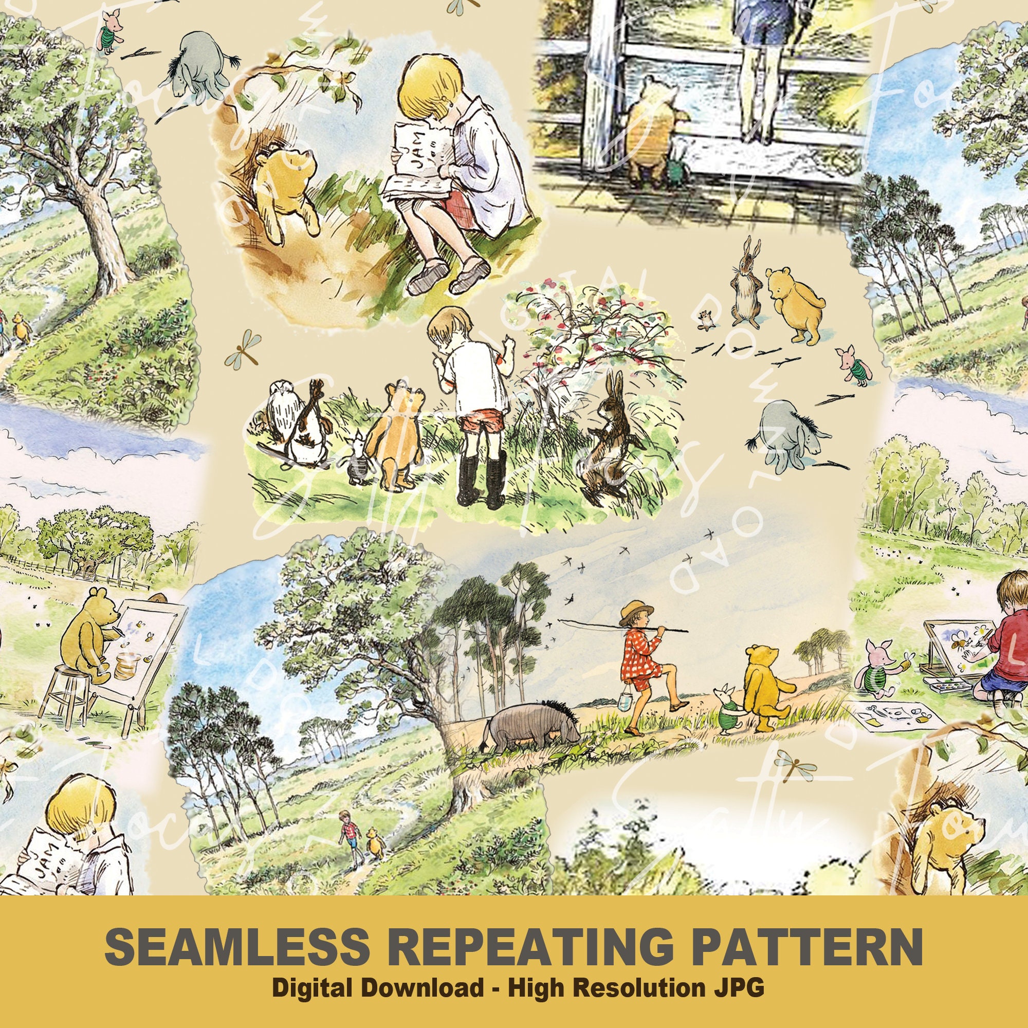 Classic Winnie the Pooh Seamless Pattern Winnie the Pooh - Etsy