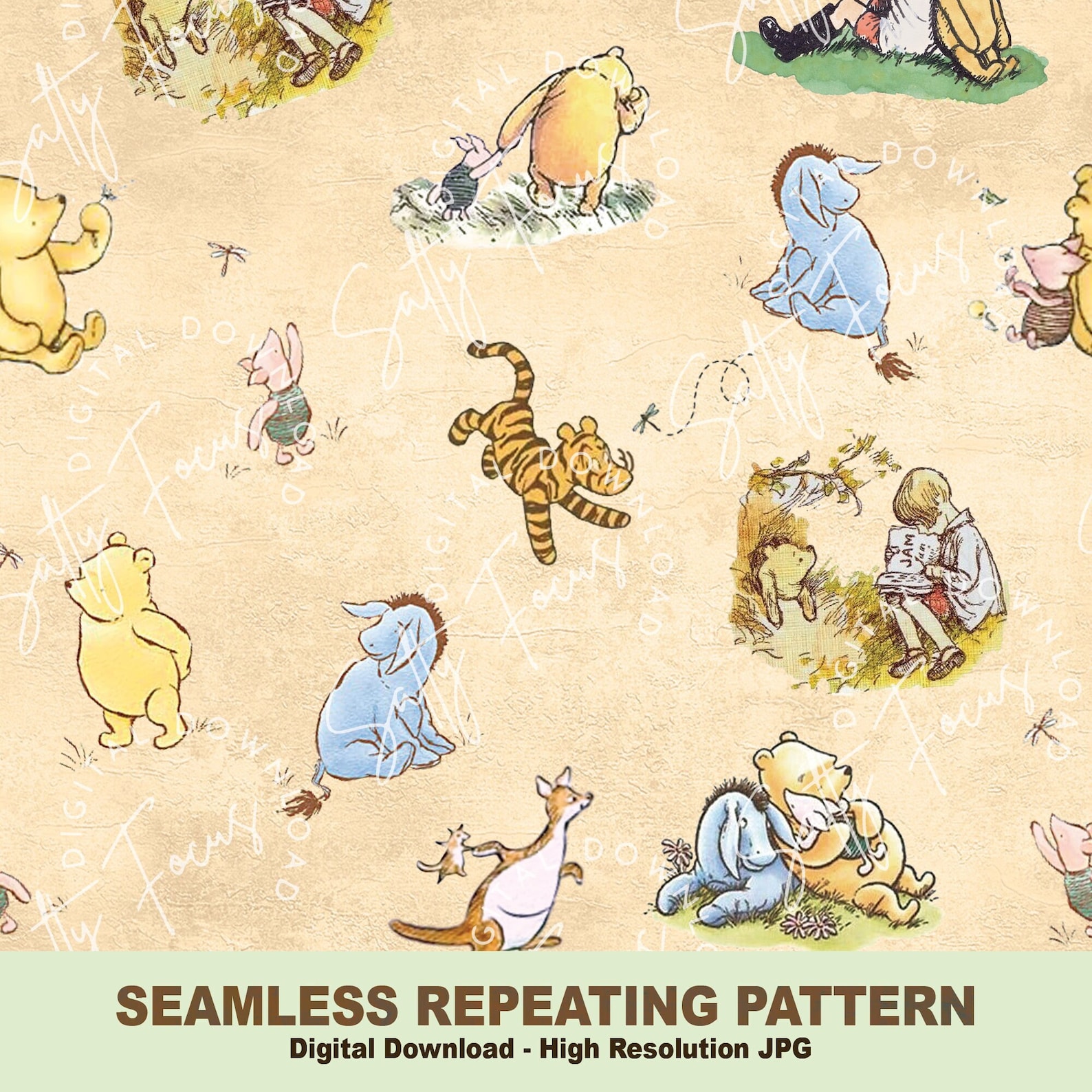 Classic Winnie-the-pooh Seamless Pattern With Tigger, Winnie-the-pooh ...