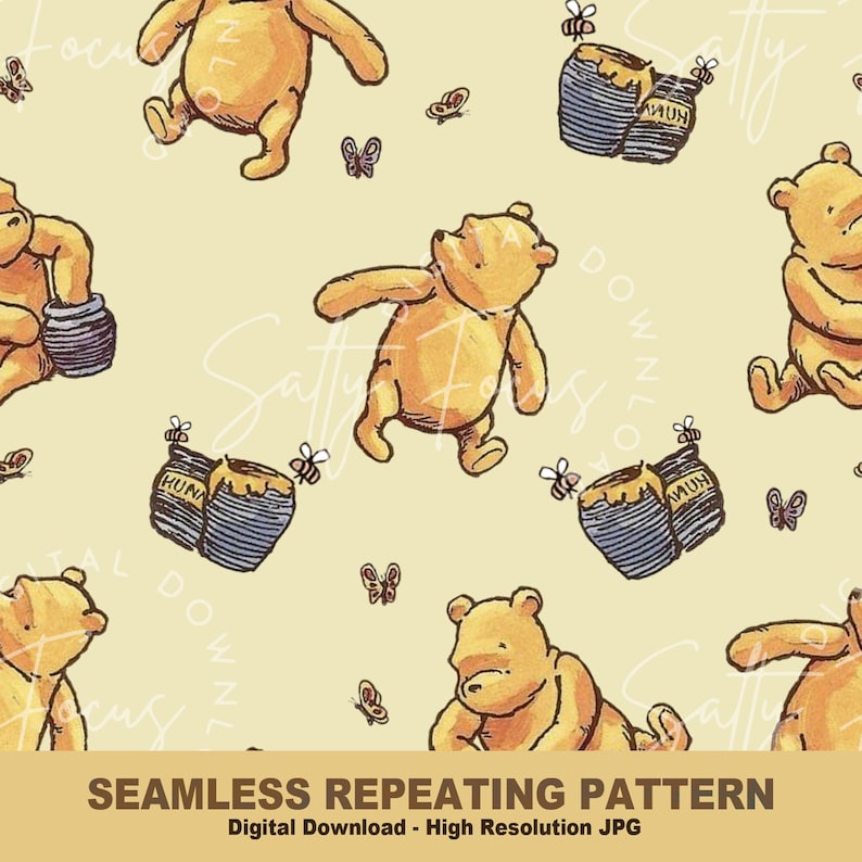 Classic Winnie-the-pooh, Seamless Pattern, Repeating Pattern, Digital ...