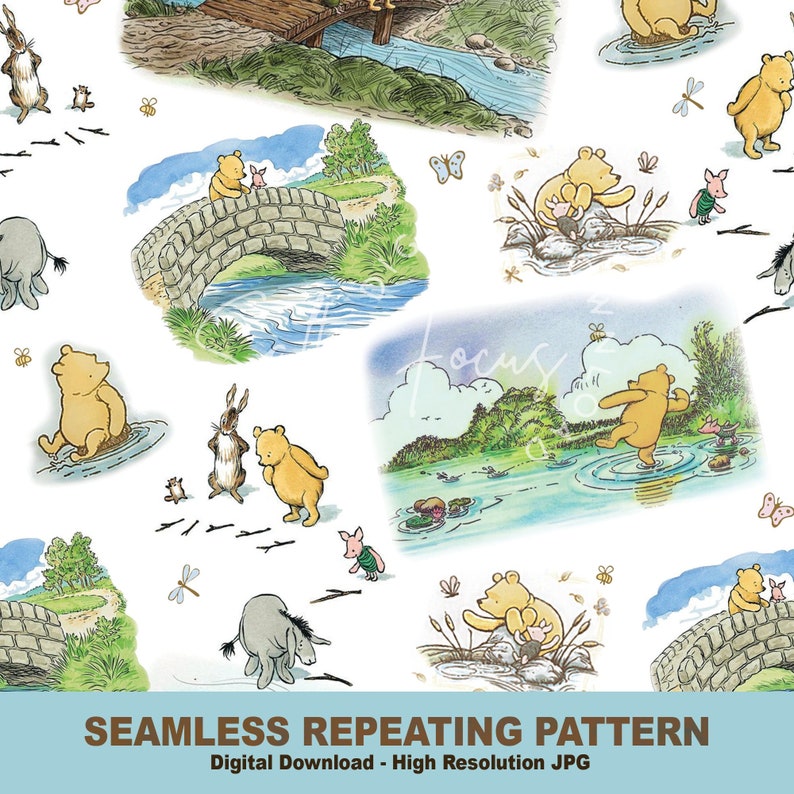 Poohsticks Classic Winnie the Pooh Seamless Pattern Seamless - Etsy