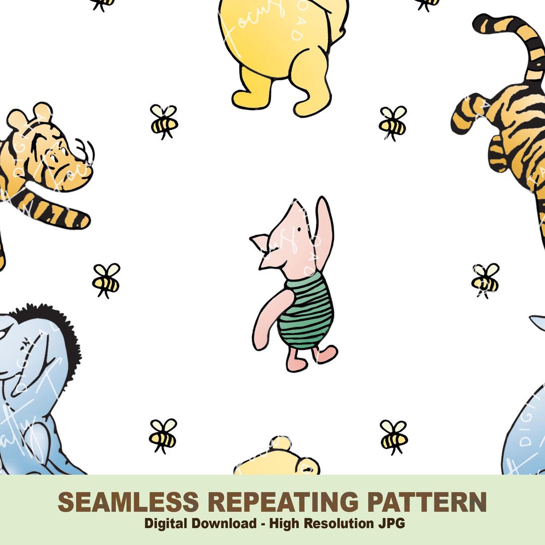 Classic Winnie-the-pooh Seamless Pattern, Piglet, Tigger, Repeating ...