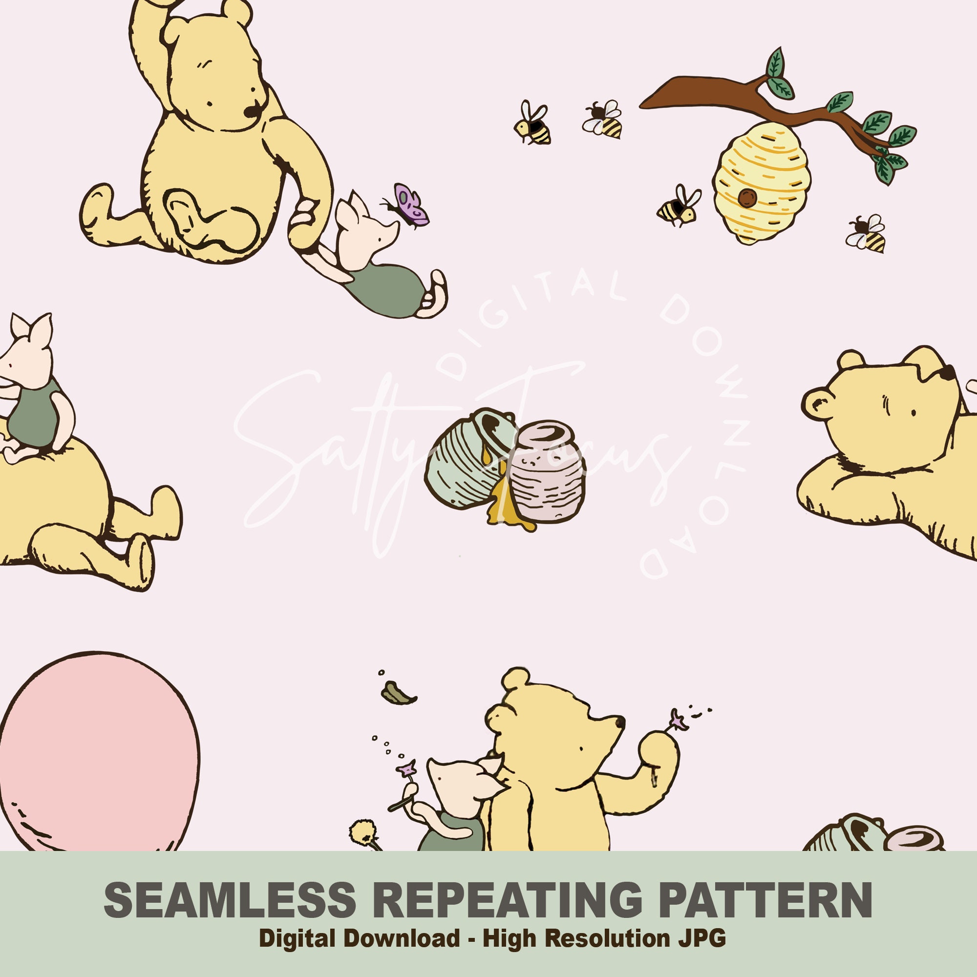 Classic Winnie-the-pooh Seamless File, Winnie-the-pooh Digital Paper ...