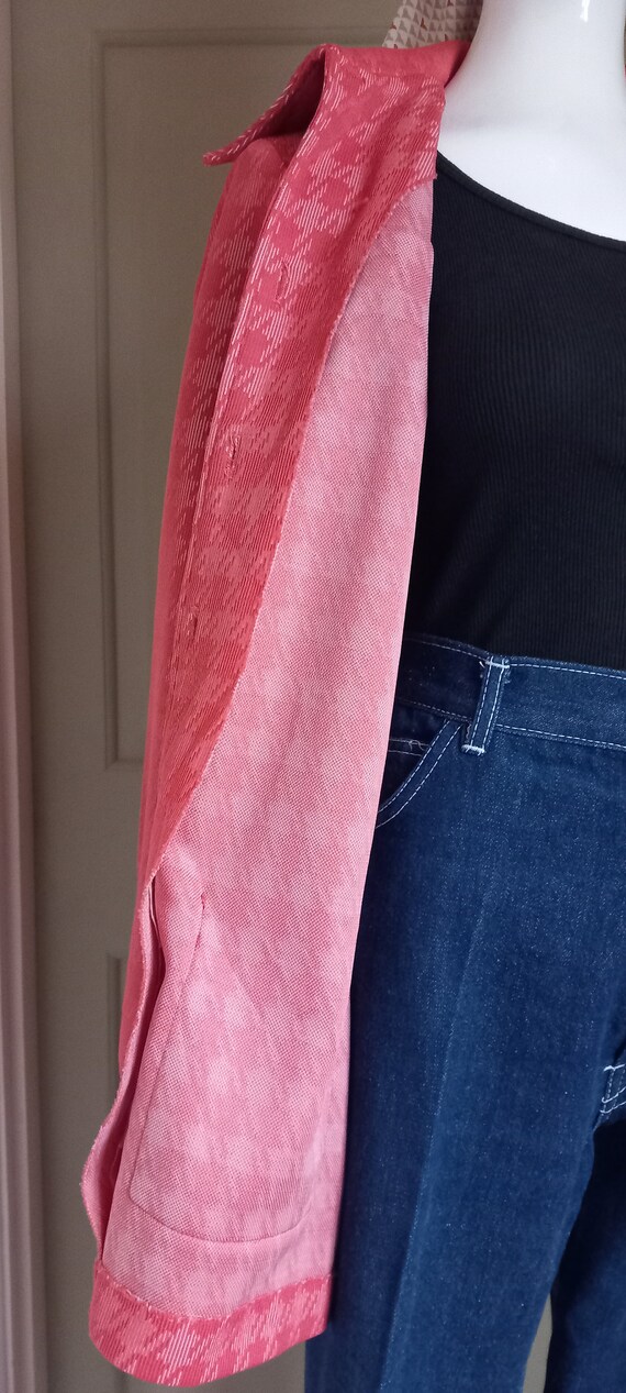 1970s Coral Nylon Safari Jacket with Dagger Collar - Gem