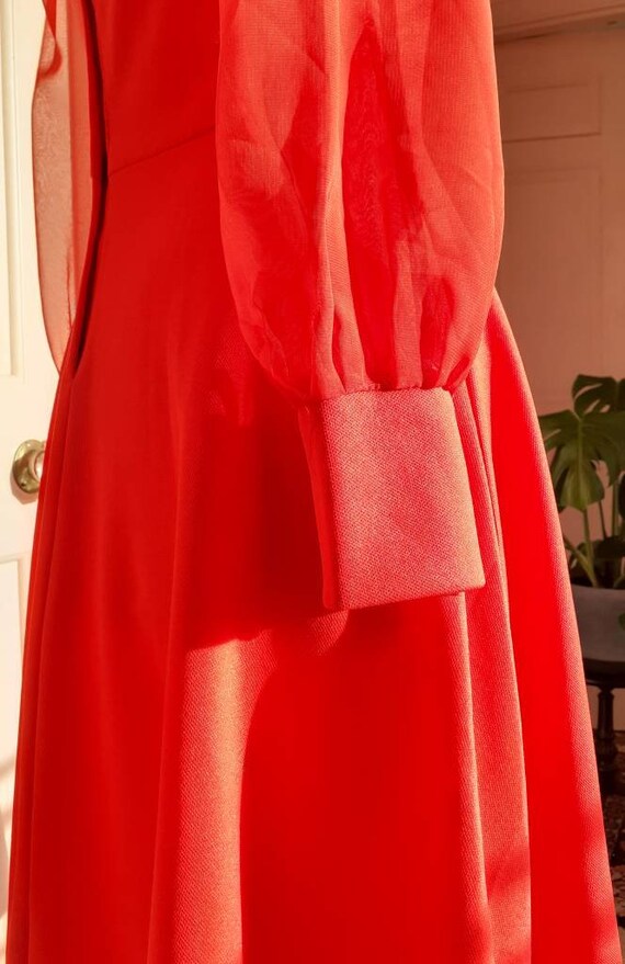 1960s Vintage 60s Red Long Sleeved Cocktail Dress wit… - Gem