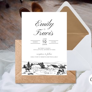 Farm Wedding Invitation Template, Printable Wedding Invitation Card ...