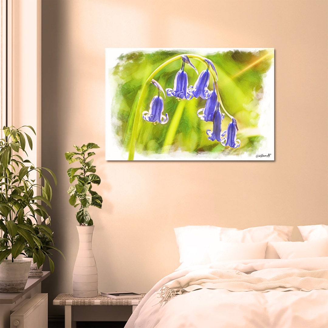 Bluebell Painting Watercolor Print, Bluebell Wall Art, Bluebell Canvas ...