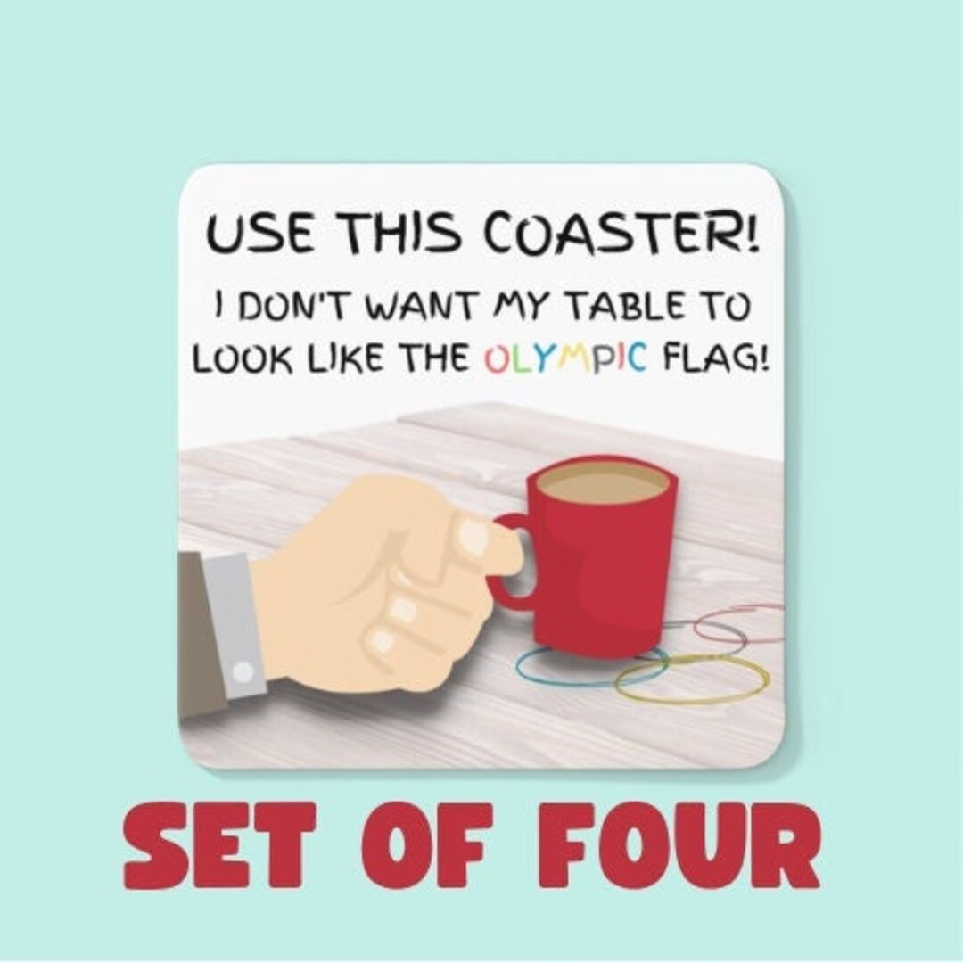 Funny Olympic Flag Coaster 4 Pack Four Set, Olympic Funny Gift Idea ...