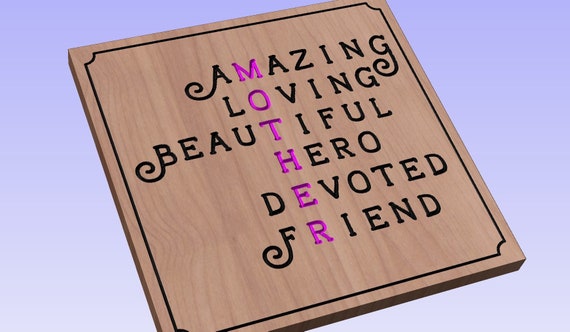 Mother Text Crv3d Crv Dxf Ai Svg Eps Pdf Aspire File | Etsy