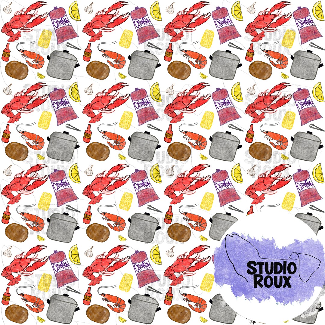 Seamless Crawfish and Shrimp Design PNG Digital Download - Crawfish ...