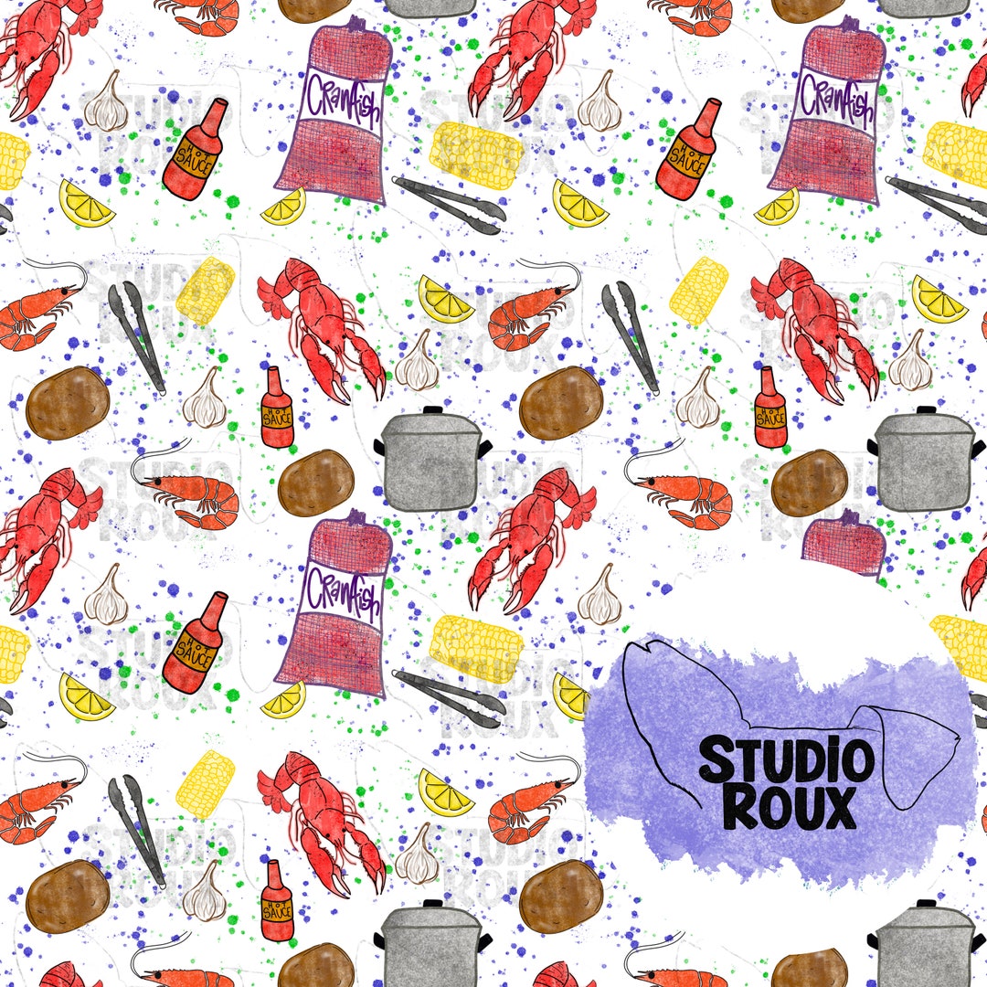 Seamless Crawfish and Shrimp Splat Design PNG Digital Download ...