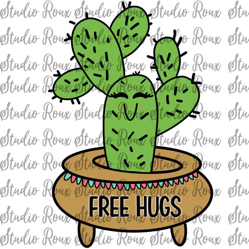 Free Hugs Cute Cactus PNG Digital Download - Plant Sublimation Designs ...