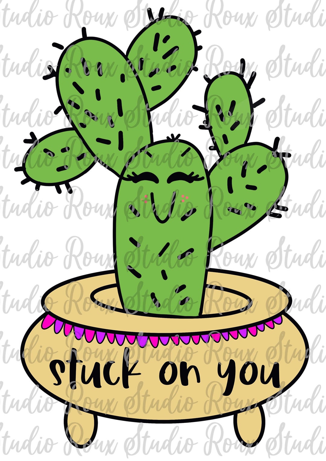 Stuck on You Cute Cactus PNG Digital Download - Plant Sublimation ...