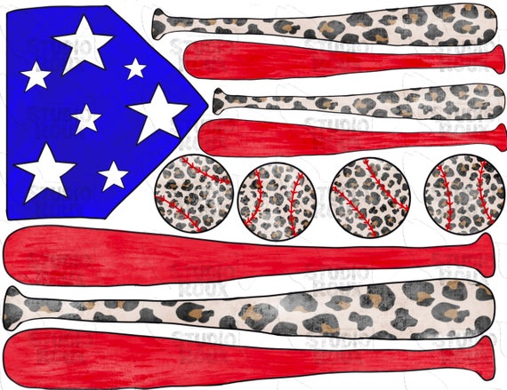 Baseball Flag With Leopard PNG Digital Download Baseball - Etsy