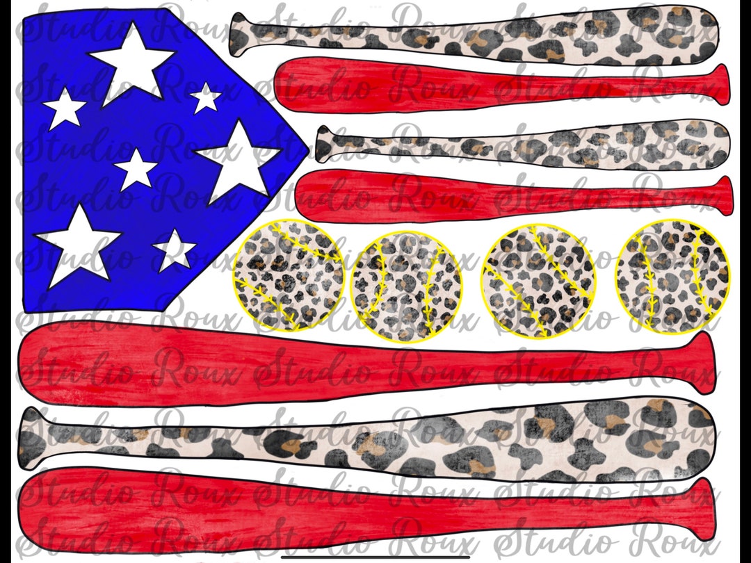 Softball Flag With Leopard PNG Digital Download - Softball Sublimation ...