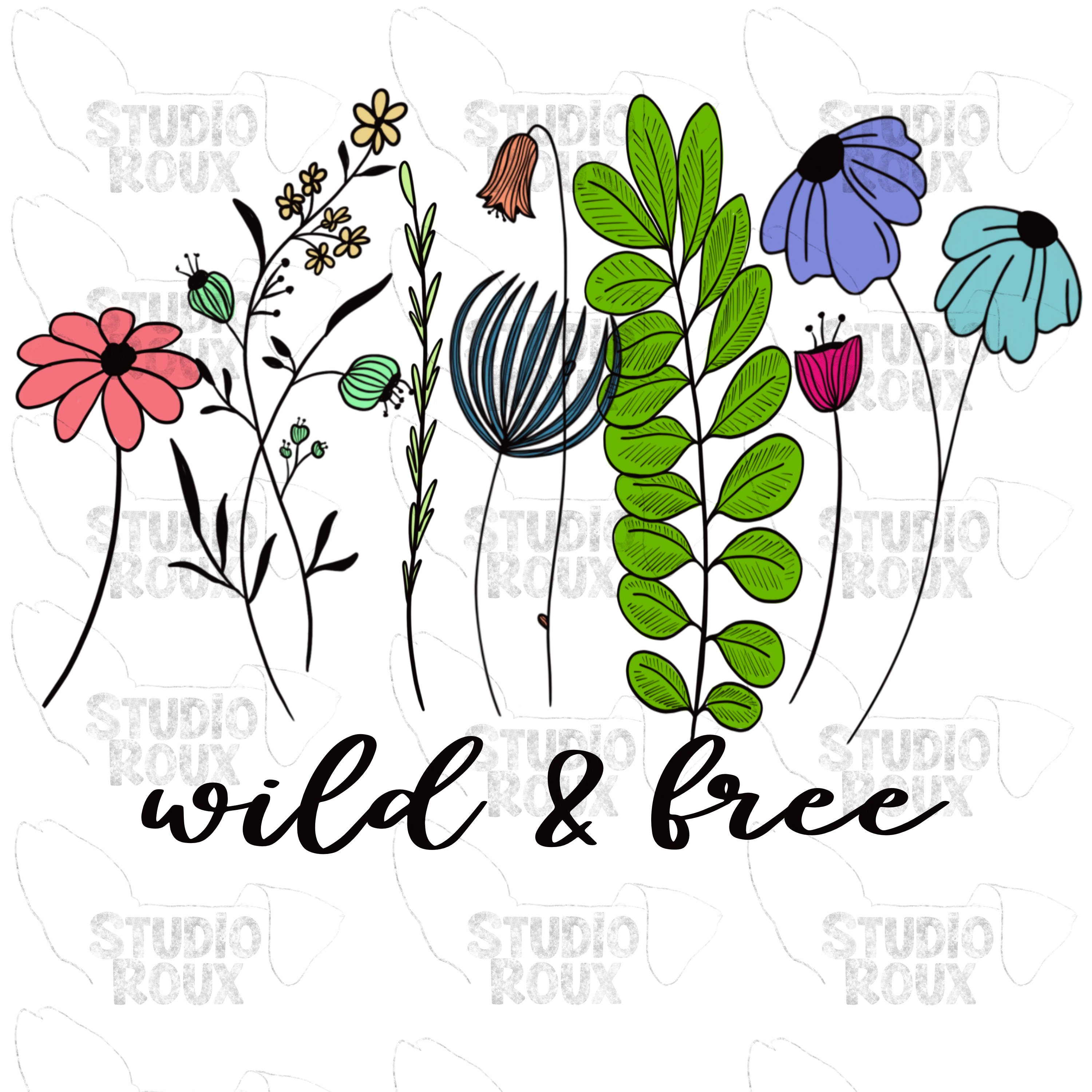 Wild and Free PNG Digital Download - Flower Sublimation Designs - Wild ...