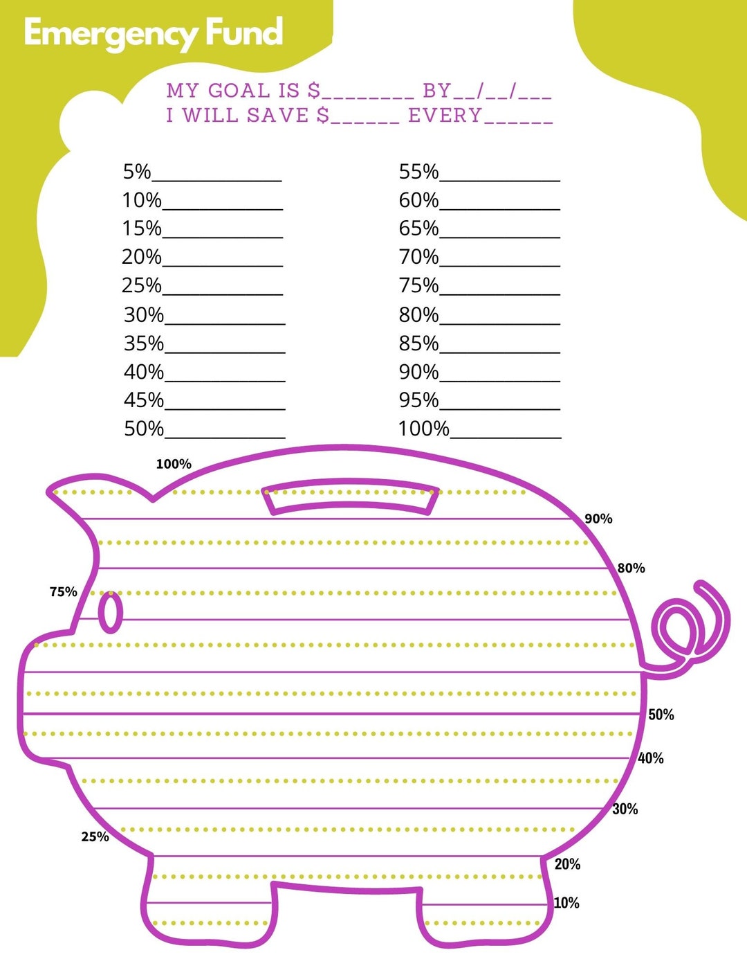 Savings Pig Tracker - Etsy