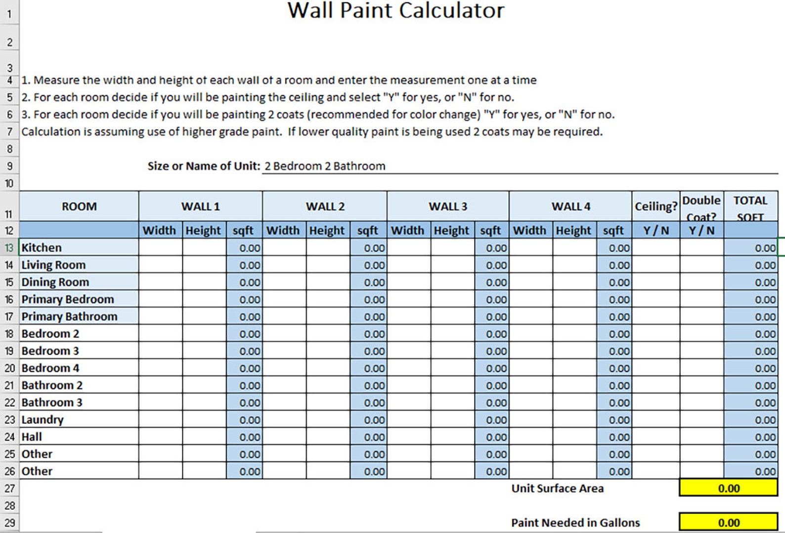Paint Calculator | Excel Paint Calculator | Property Management ...
