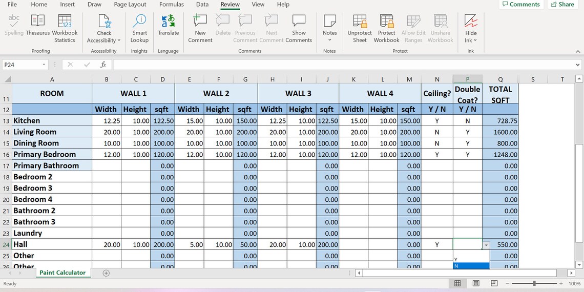 Paint Calculator | Excel Paint Calculator | Property Management ...