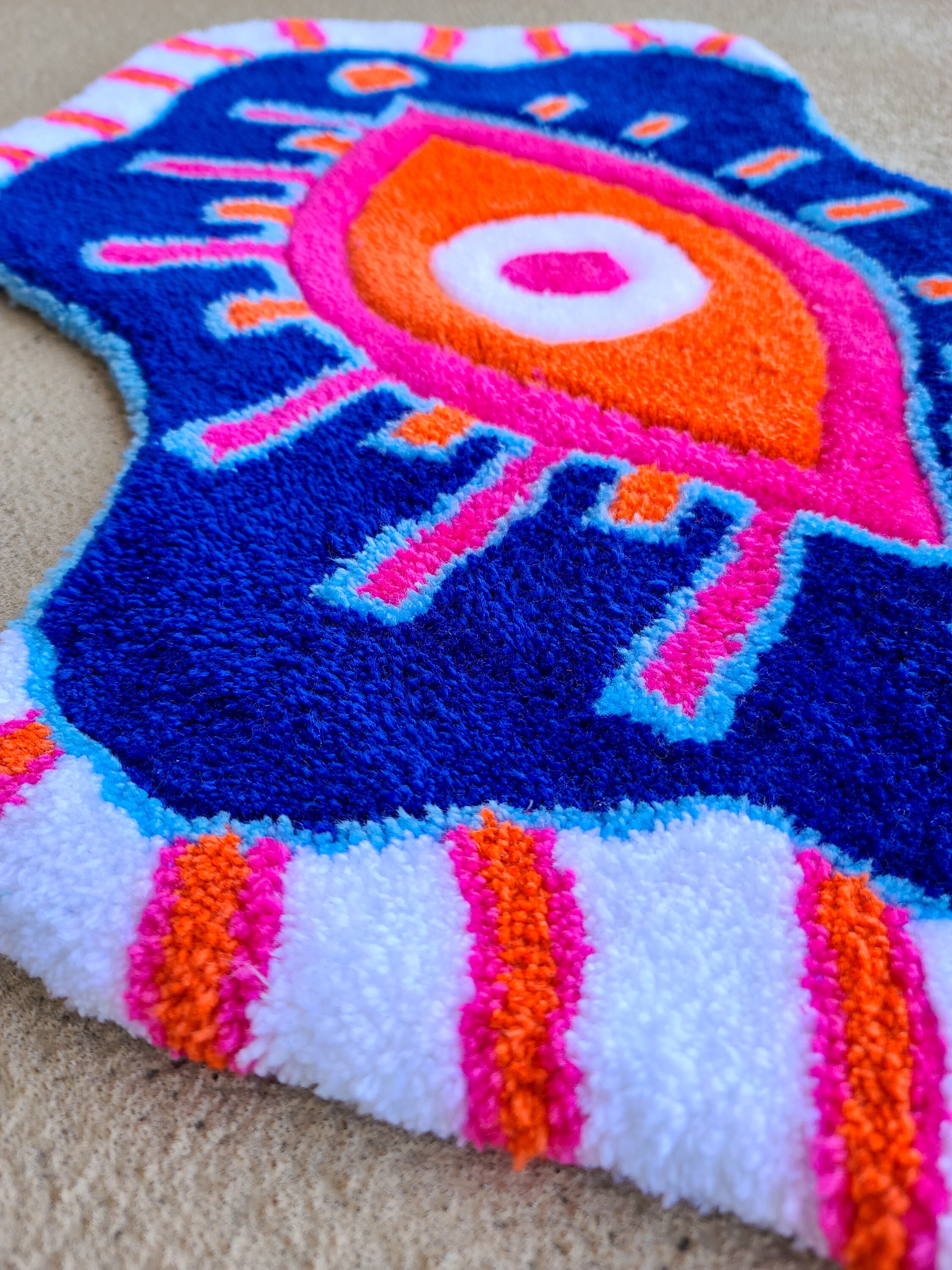 CUSTOM Hand Tufted "evil Eye" Area Rug Various Sizes Colorful Home ...