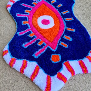 CUSTOM Hand Tufted "evil Eye" Area Rug Various Sizes Colorful Home ...