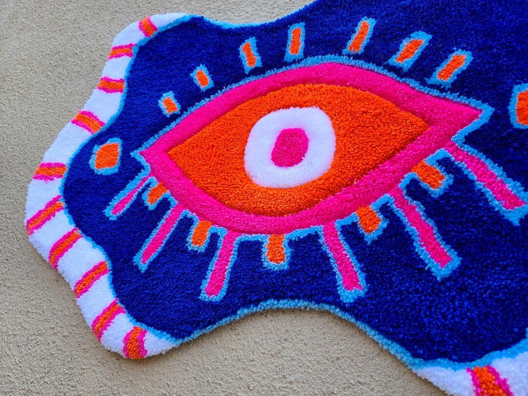 CUSTOM Hand Tufted "evil Eye" Area Rug Various Sizes Colorful Home ...