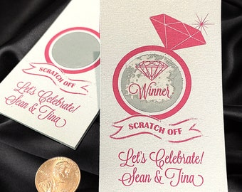 Bridal Shower Scratch off Game Cards, Glitter Diamond Ring, Lottery ...