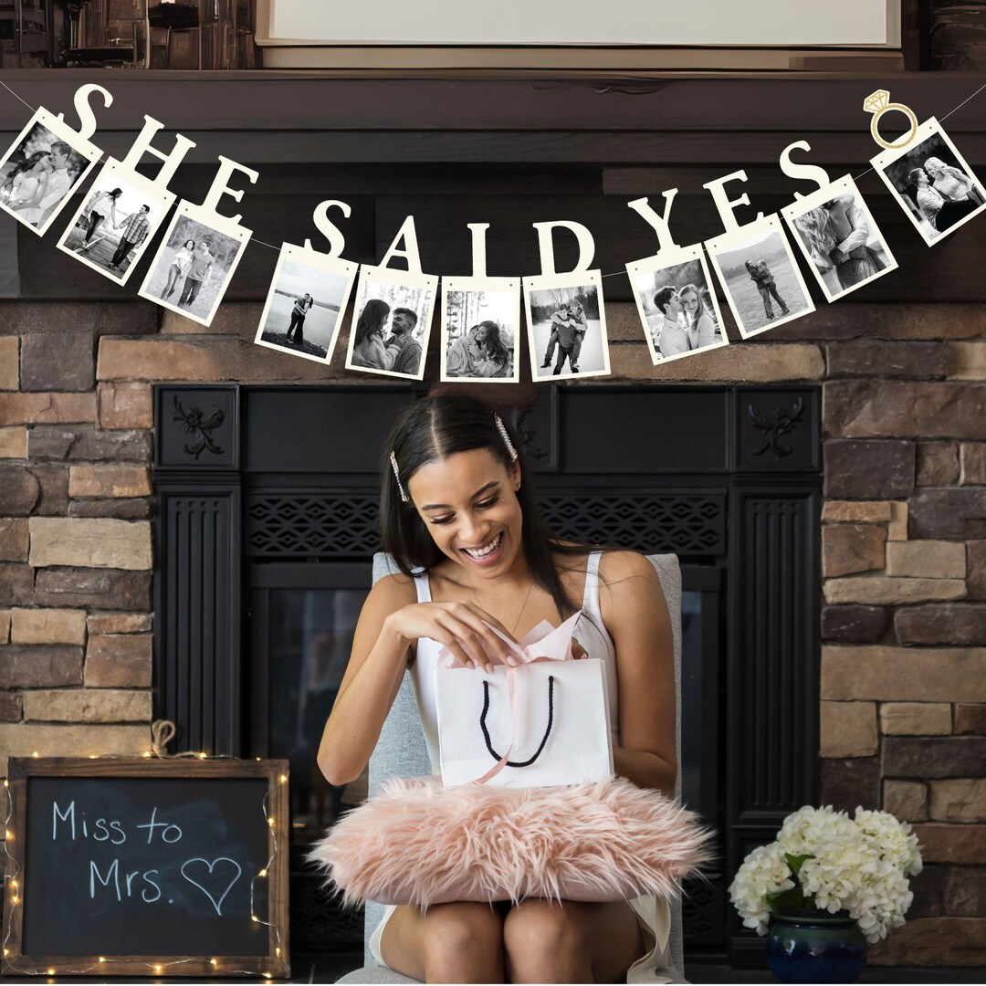 She Said Yes Photo Banner, Engagement Party Decorations, Bride to Be ...