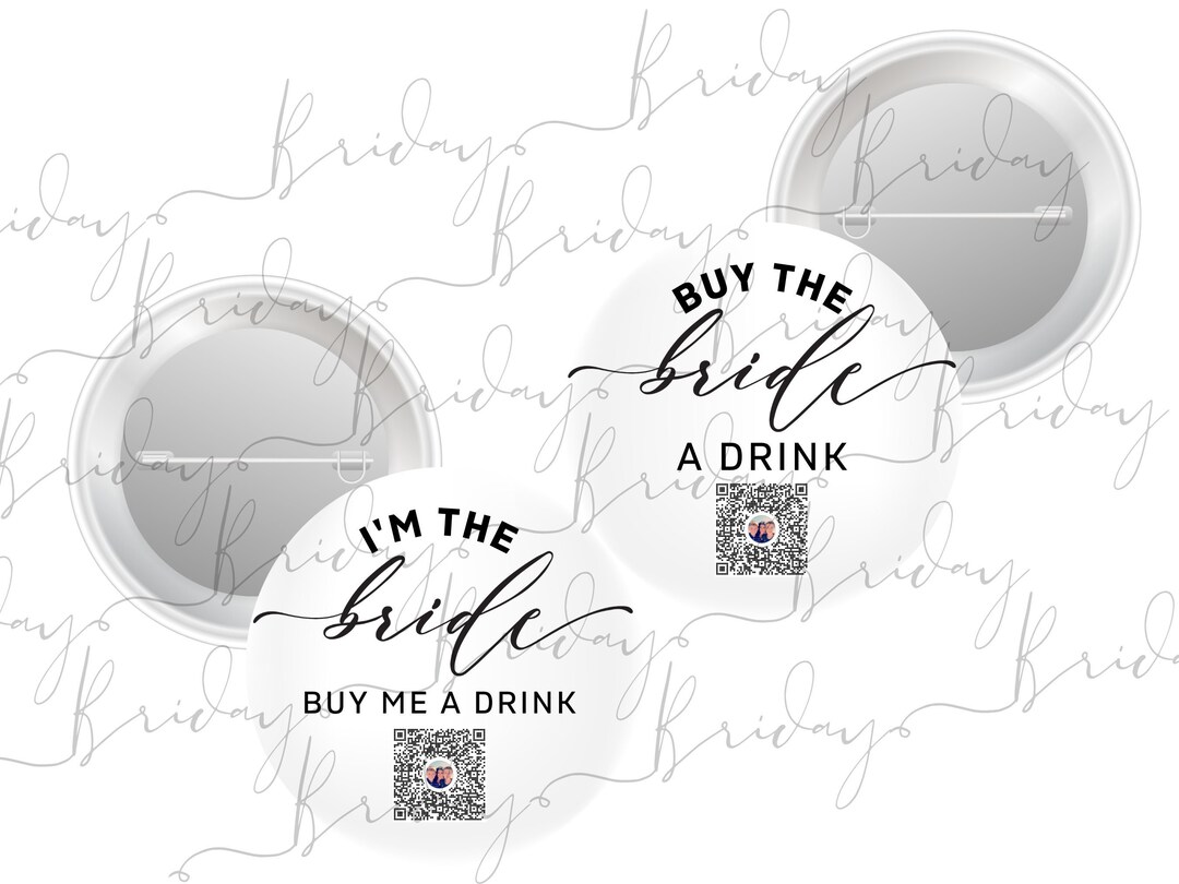 Venmo QR Code Buttons, Buy the Bride a Drink Button for Bachelorette ...