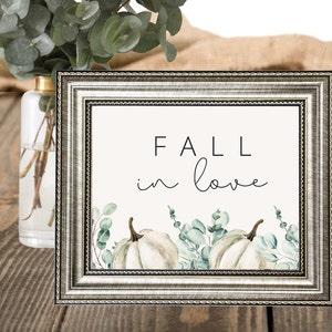 Fall in Love Sign, Printable Bridal Shower Sign, Fall Table Decor Sign ...