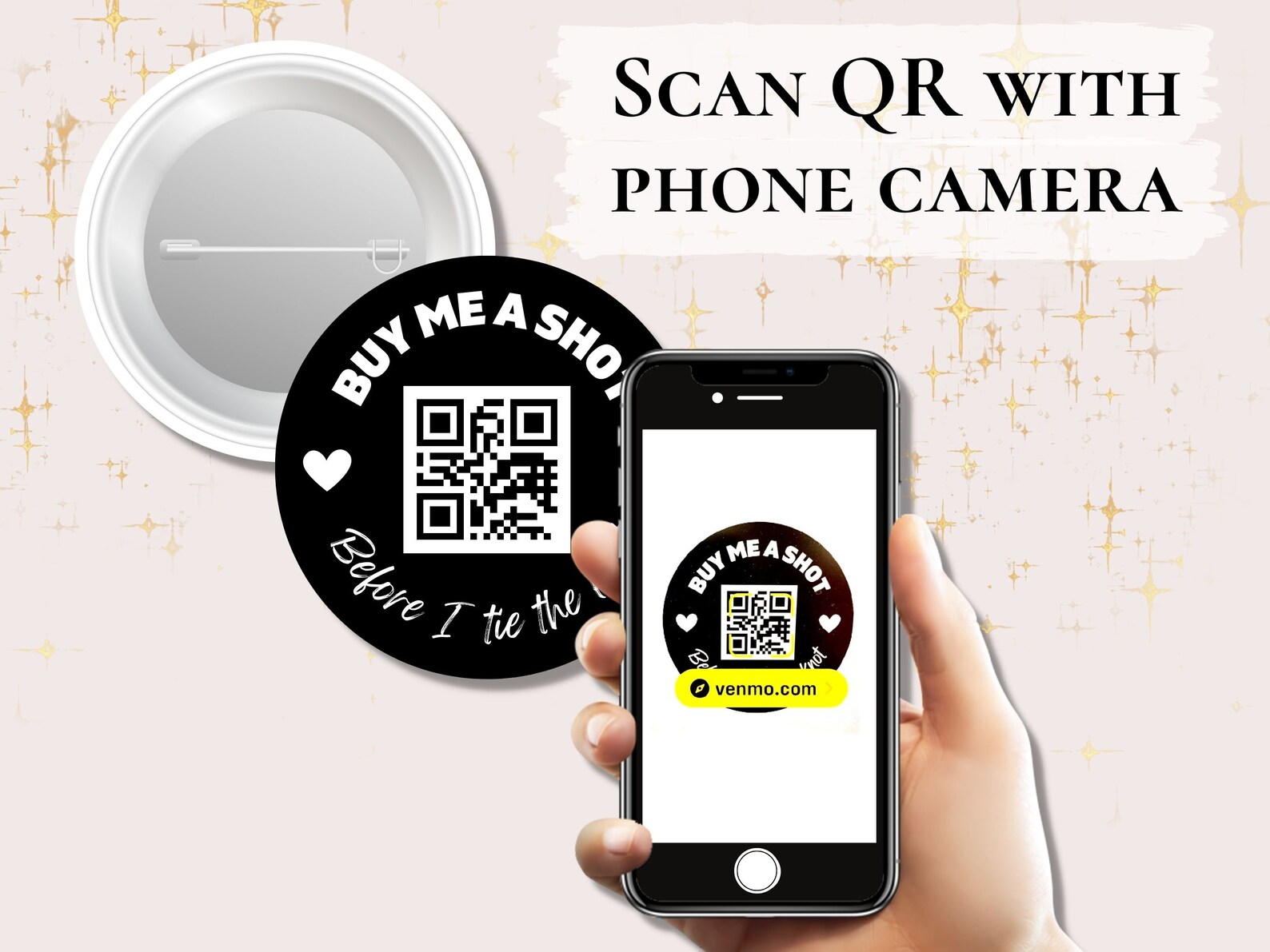 Buy the Bride a Shot Venmo QR Code Buttons, Buy the Bride a Drink ...