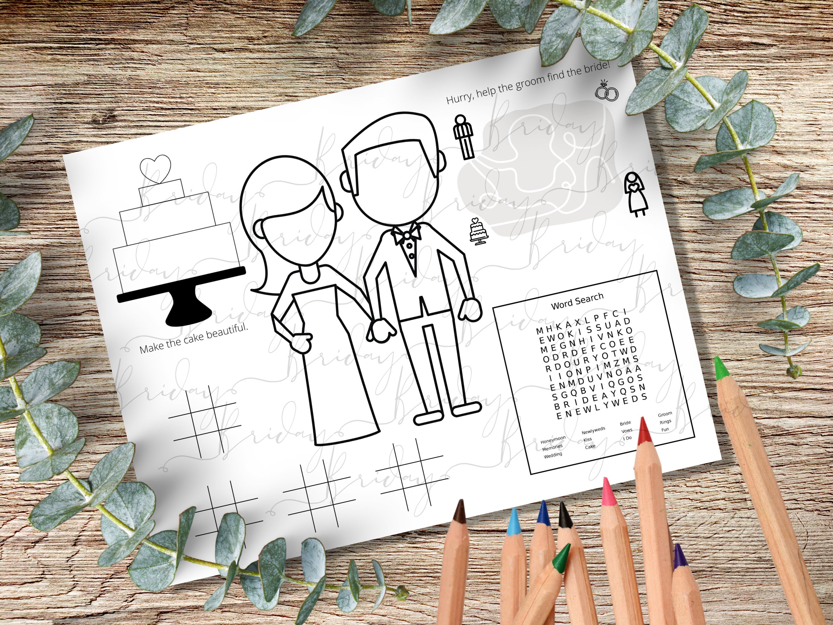 Wedding Activity Sheet Kids Wedding Favors Printable | Etsy