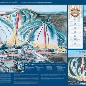 2021 CRYSTAL MOUNTAIN (michigan) Ski Trail Map - Ski Home Decor, Ski ...